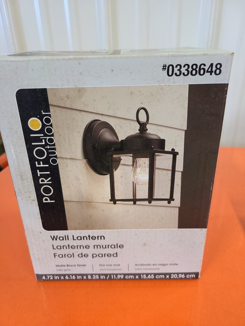 Portfolio Outdoor Wall Lantern Matte Black Finish With Clear Glass ...