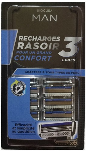 BIOCURA MAN RASOIRS RECHERCHEABLE 6 RECHARGES 3 LAMES POUR GRAND ...