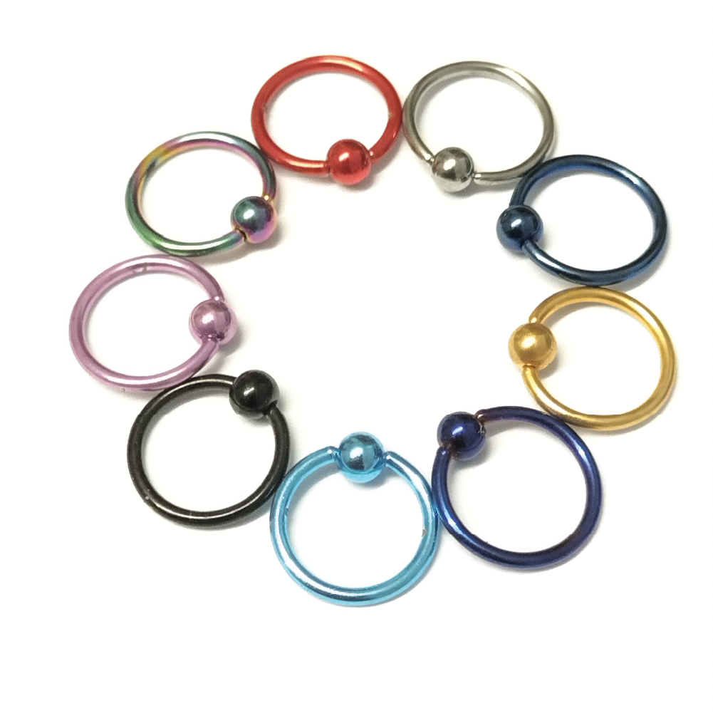 CAPTIVE BALL BEAD HOOP CARTILAGE SEPTUM EAR EARRINGS NOSE GENITAL RING ...