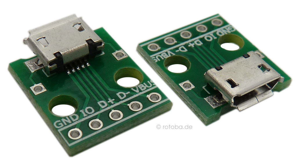 Micro USB Buchse mit Platine, 5 Kontakte Leiterplatte zum Löten ...