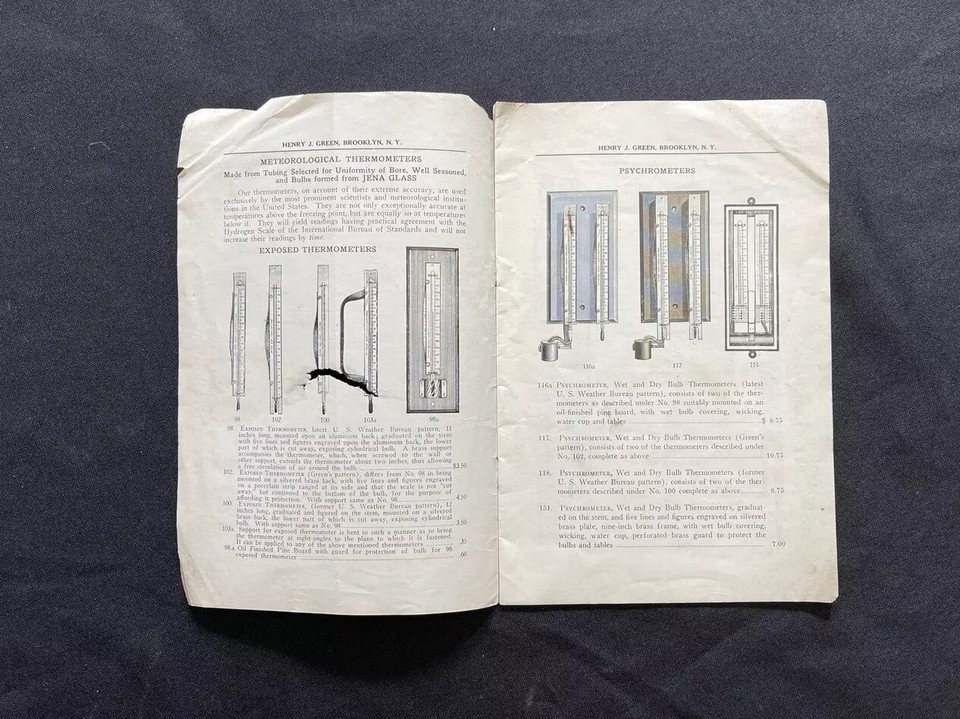 Antique Meteorological Instruments Trade Catalog Henry J Green Brooklyn ...