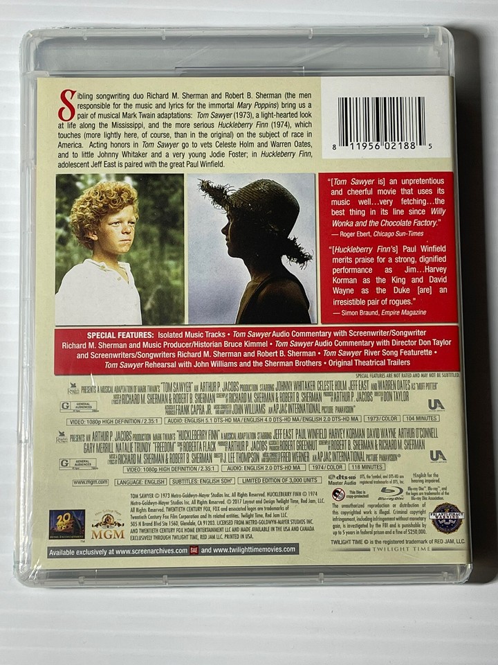 Tom Sawyer / Huckleberry Finn Blu-ray Twilight Time Limited Edition | eBay
