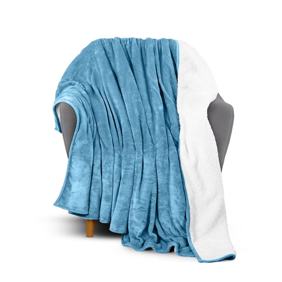 Winter Sherpa Fleece Throw Blanket Heavy GSM Warm Thick Bedding Throw ...