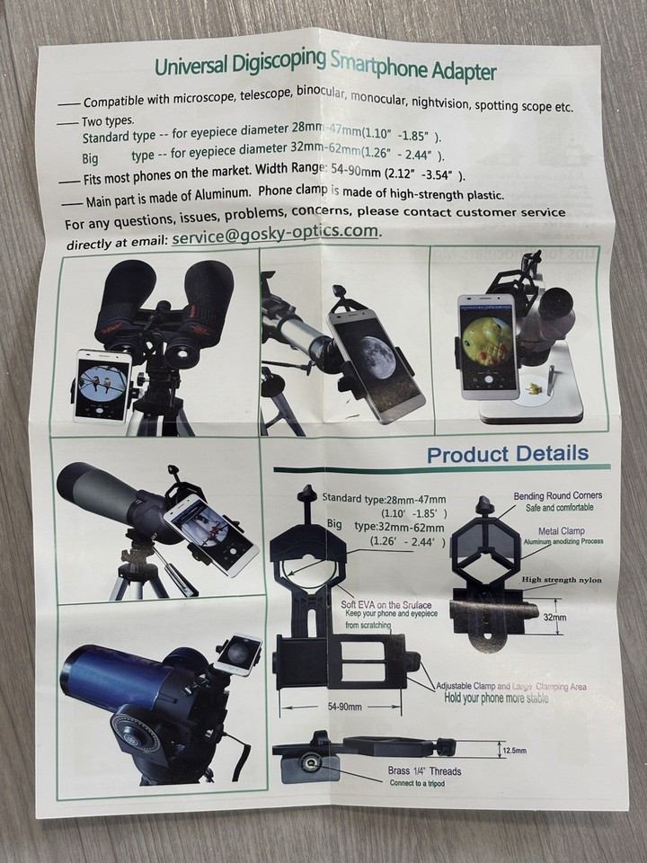 Gosky Universal Mobile Phone Adapter Holder for with Binoculars ...