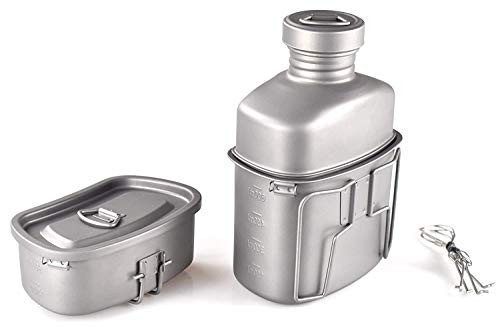 Titanium Canteen Military Mess Kit 1100ml 37oz Capacity with 750ml and ...
