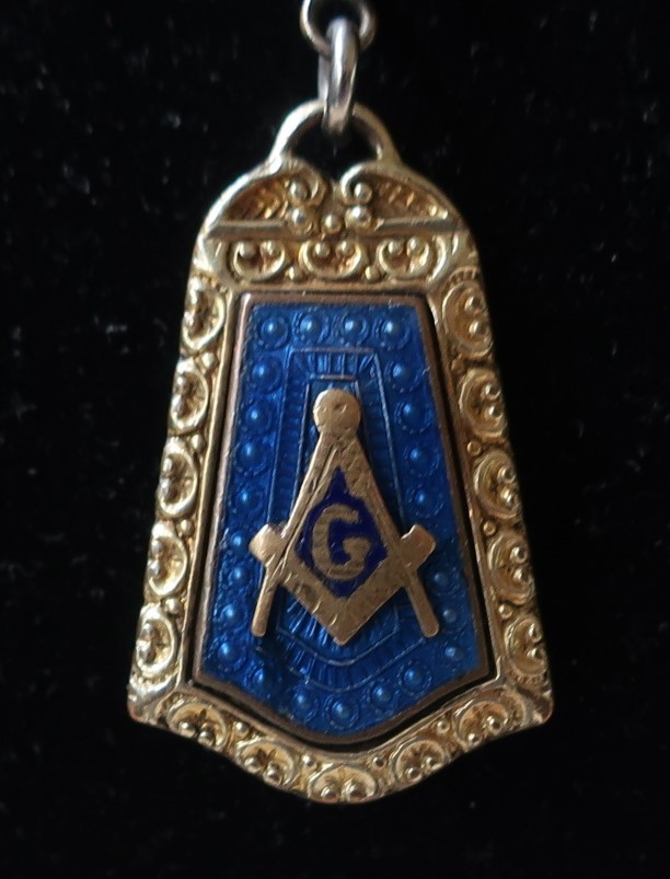 Antique Yellow Gold Filled Enamel Freemason Masonic Pocket Watch Fob ...