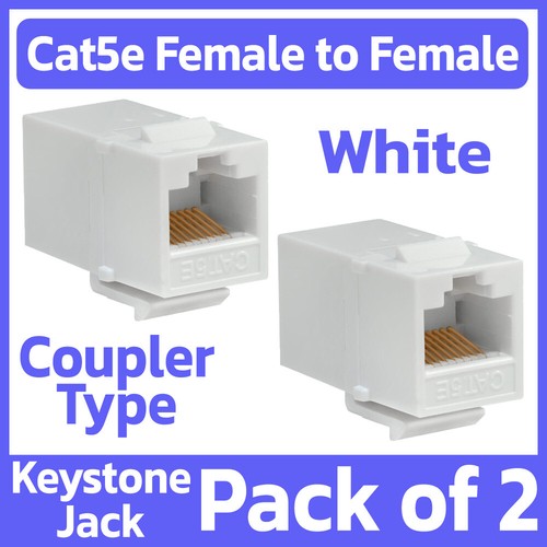 2 Pack Cat5e Keystone Jack Snap-In Ethernet Inline Coupler RJ45 8P8C ...