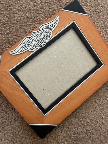 Harley Davidson Picture Frame 4x6 Wood And Metal Logo With Black Trim ...