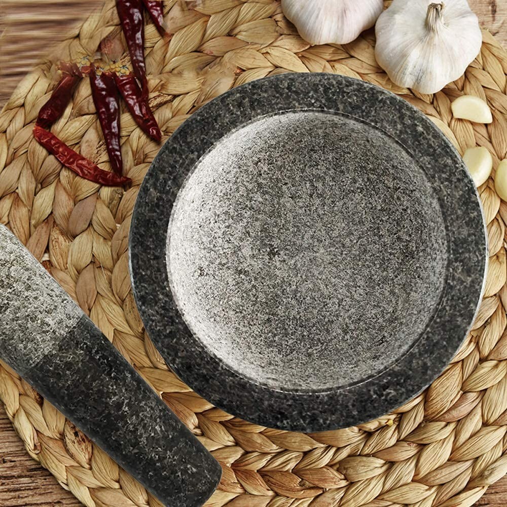 Pestle and Mortar Set Granite Stone Spice & Herb Crusher Home Kitchen ...