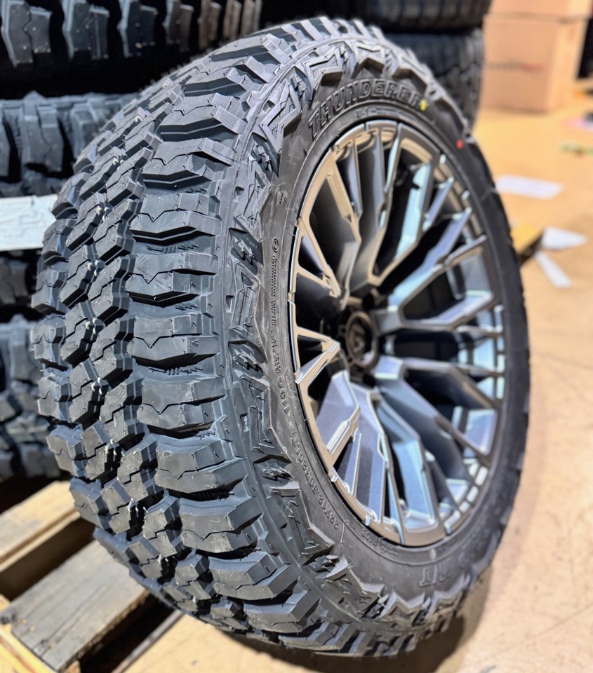 4) 20x10 Fuel D848 Rebar Gray Wheels 33" MT Tires 6X135 Ford F150 ...