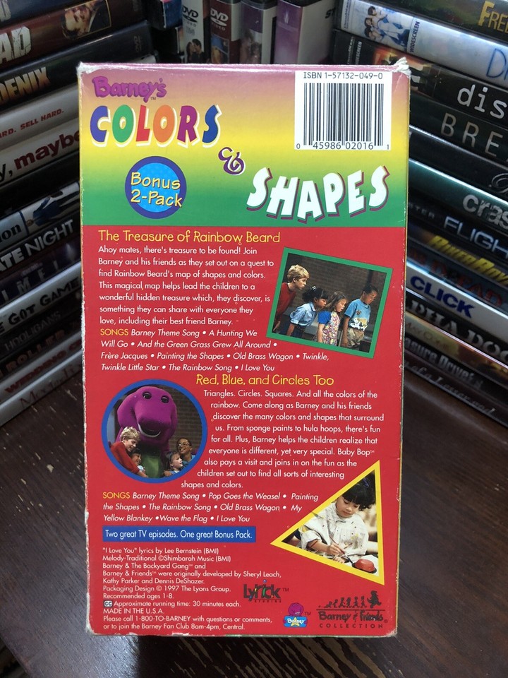 Barney - Barneys Colors Shapes (VHS, 1997, 2-Tape Set) 45986020161 | eBay