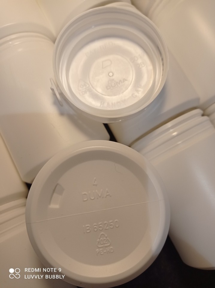 12 x 250ml HDPE Duma jar / pot with a 65mm neck and tamper-proof handy ...