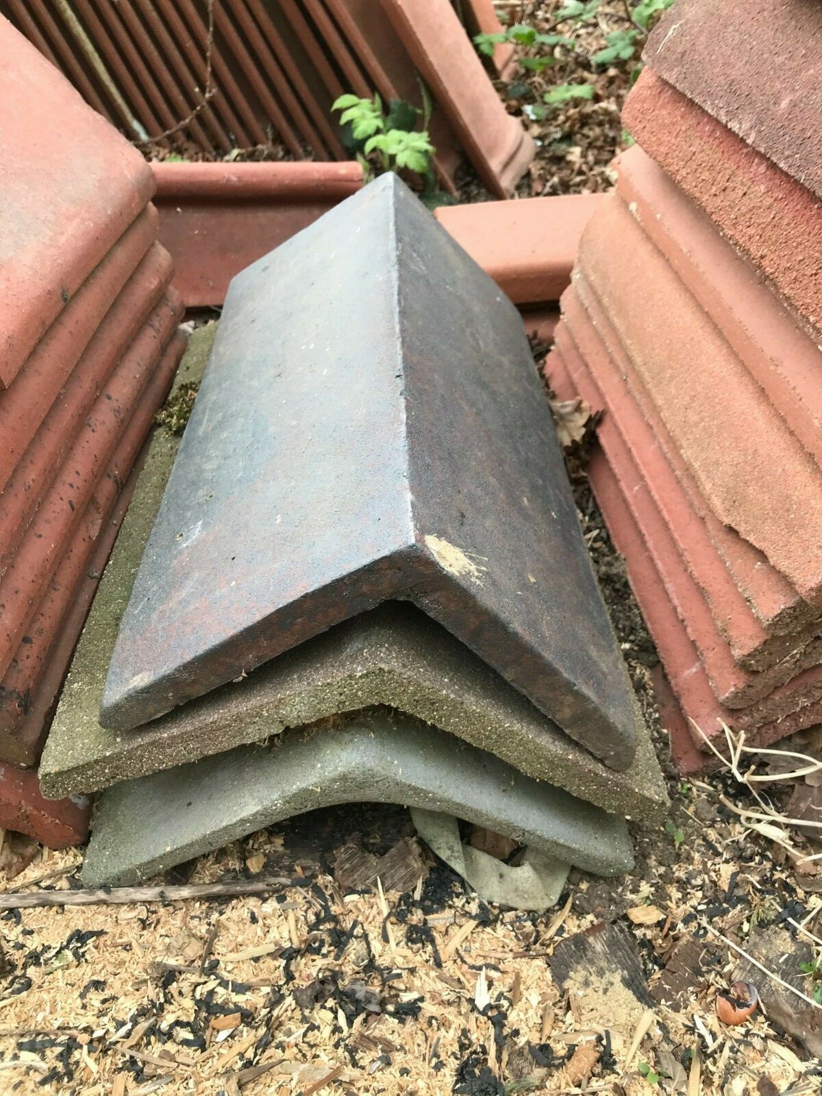 1 X Reclaimed Angular Clay Ridge Roof Tiles Various angles some new see ...