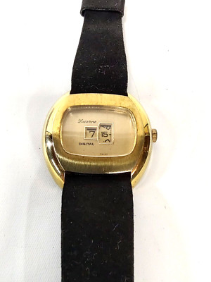 Vintage Lucerne Digital Brass Jump Hour Manual Winding Swiss Men's ...