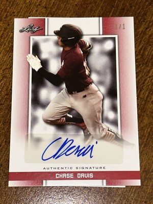 CHASE DAVIS 2019 Leaf Perfect Game AUTOGRAPH Red Blank Back #1/1 ...