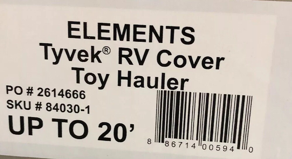 Elements Tyvek RV Toy Hauler Cover Fits Up to 20'/102”Wide X 116” Tall ...