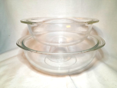 Vintage PYREX 024 & 023 Clear Glass Nesting Casserole Bowl Set 2qt, 1 ...