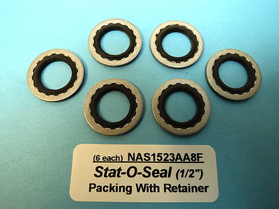 Stat-O-Seal Washers with Molded O-Ring Packing 1/2" ID NAS1523AA8F (6 ...