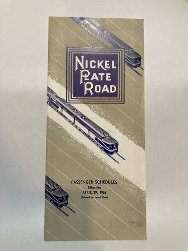 Nickel Plate Railroad Time Tables Passenger Schedule Train 1962 | eBay