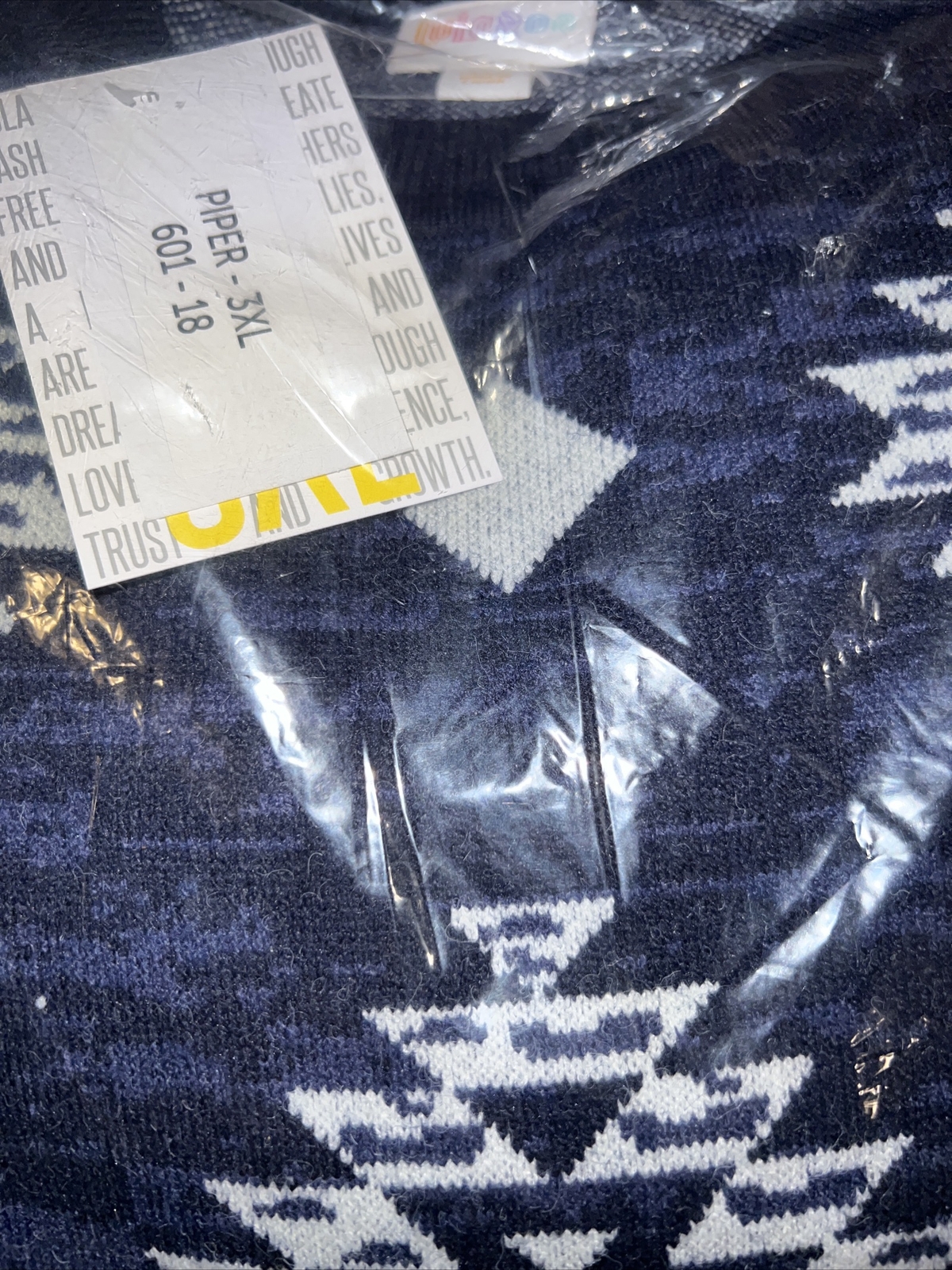 LuLaRoe Piper Sweater Blue White Tribal Aztec Balloon Sleeves Southwest ...