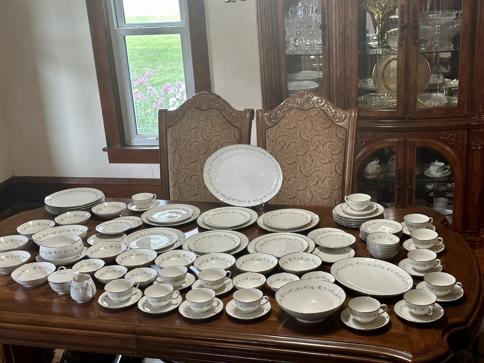 Vintage Mid Century Noritake Ivory Cornelia Japan Floral China Service ...