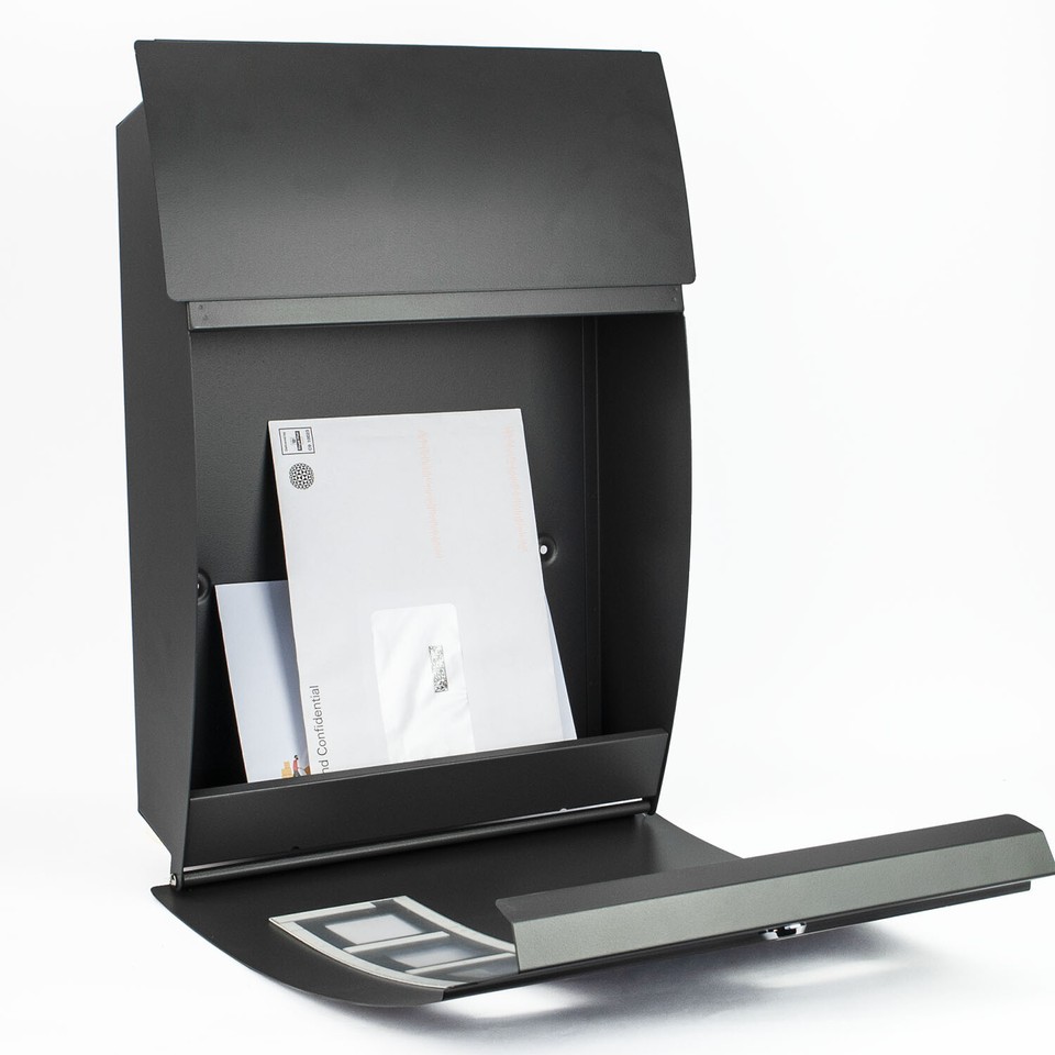 Large Mailbox Steel Wall-Mounted Curved Letterbox Key Lock Parcel Post ...