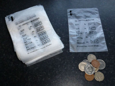 20 x Plastic Money / Coin / Bank Bags No Mixed Coins New and Reusable ...