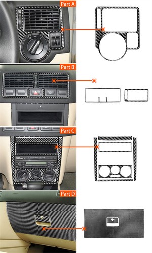 For VW Golf MK4 Jetta R32 Bora GTI 1999-04 Carbon Fiber Interior Set ...