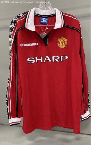 Umbro Red Pattern Sharp Manchester United Soccer Jersey Long Sleeve XL ...