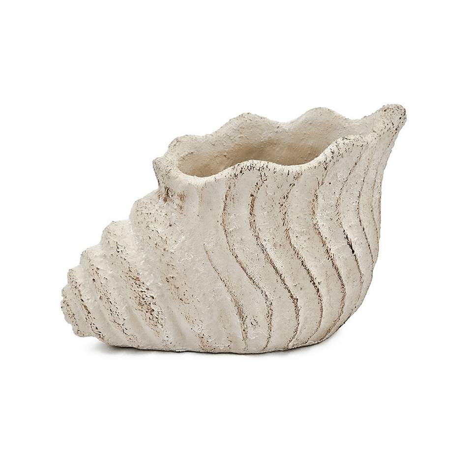 Elegant 9x5.5x5.7' Sand and Cement Conch Shell Planter - Textured Beige ...