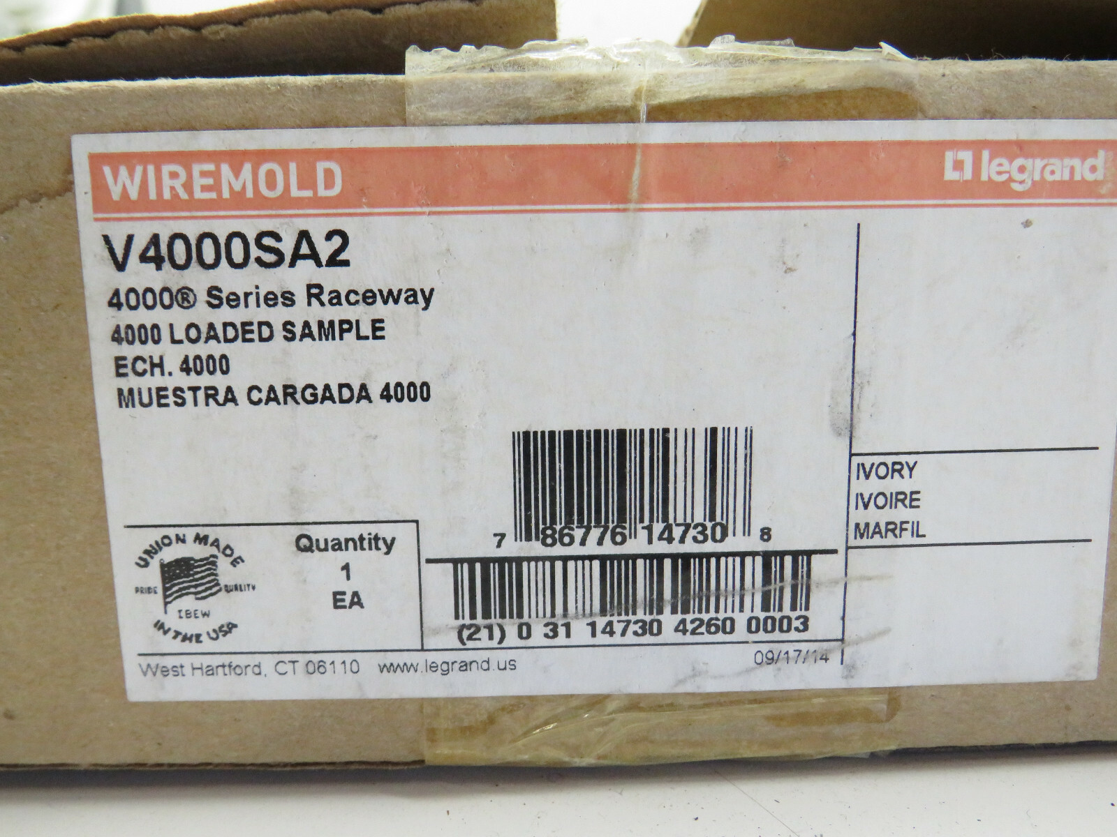 Wiremold V4000SA2 Raceway 4000 Loaded Sample w/ Receptacles COAX ...