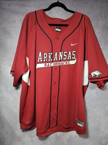 Nike Arkansas Razorbacks Mens Full Button Baseball Jersey Maroon Size ...