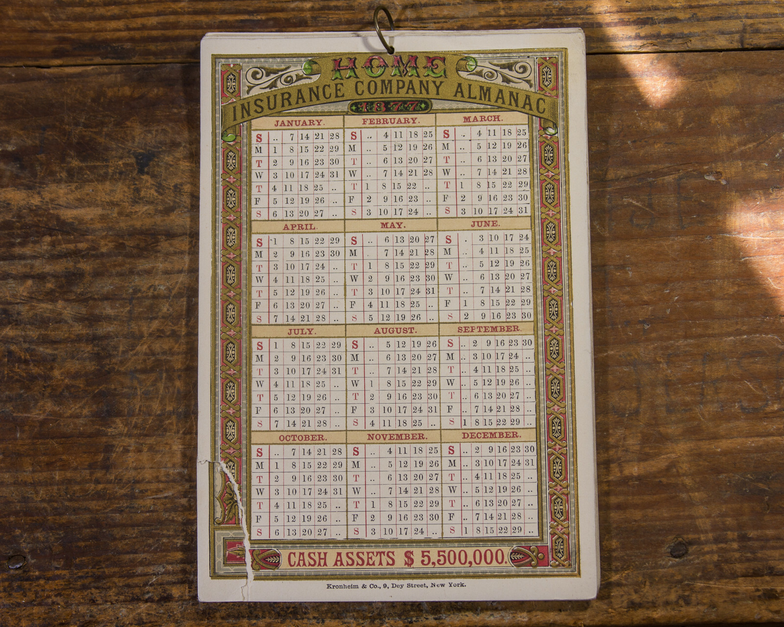 Antique Advertising Calendar 1876 CENTENNIAL HOME INSURANCE George ...