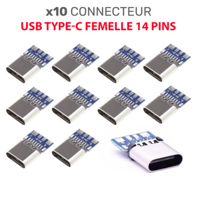 10x connecteur USB 3.1 Type-C femelle sur PCB (7/14 pins) female ...