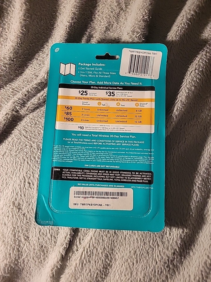 Total Wireless Keep Your Own Phone 3-in-1 Prepaid SIM Kit | eBay
