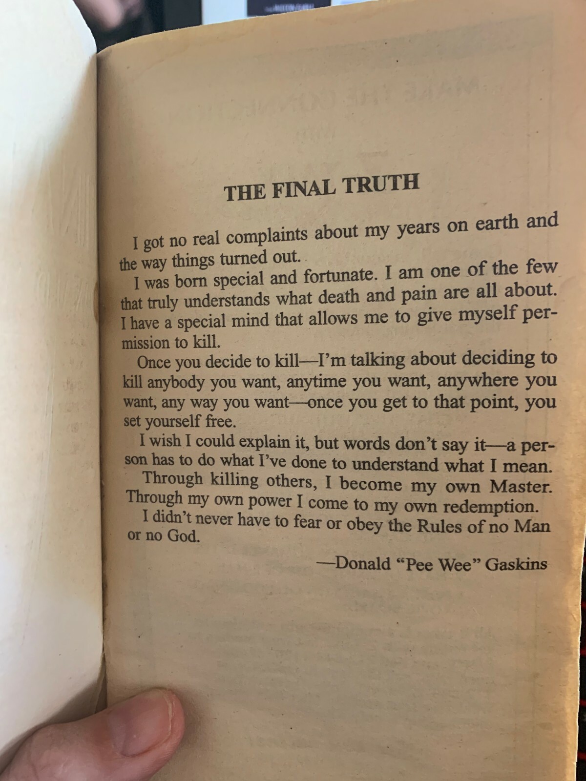 Final Truth Donald "Pee Wee" Gaskins with Wilton Earle 9780786000227| eBay