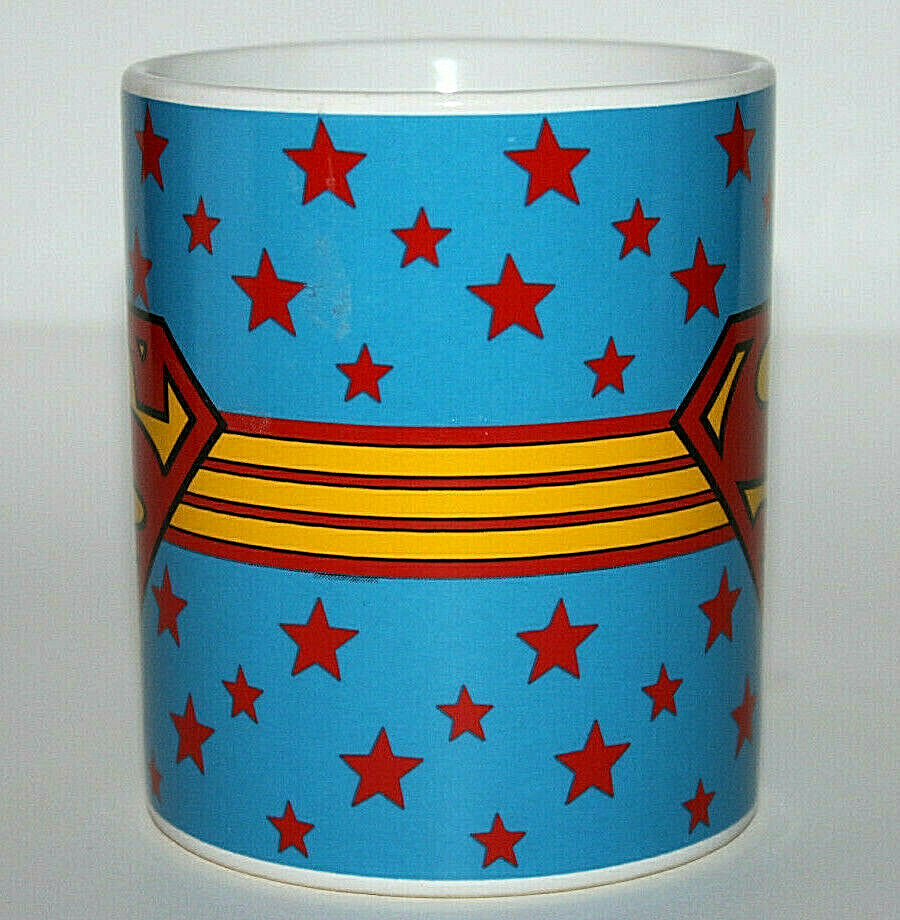 Superman DC Comics Deluxe Coffee Mug With "Stars" Blue Background Rare ...
