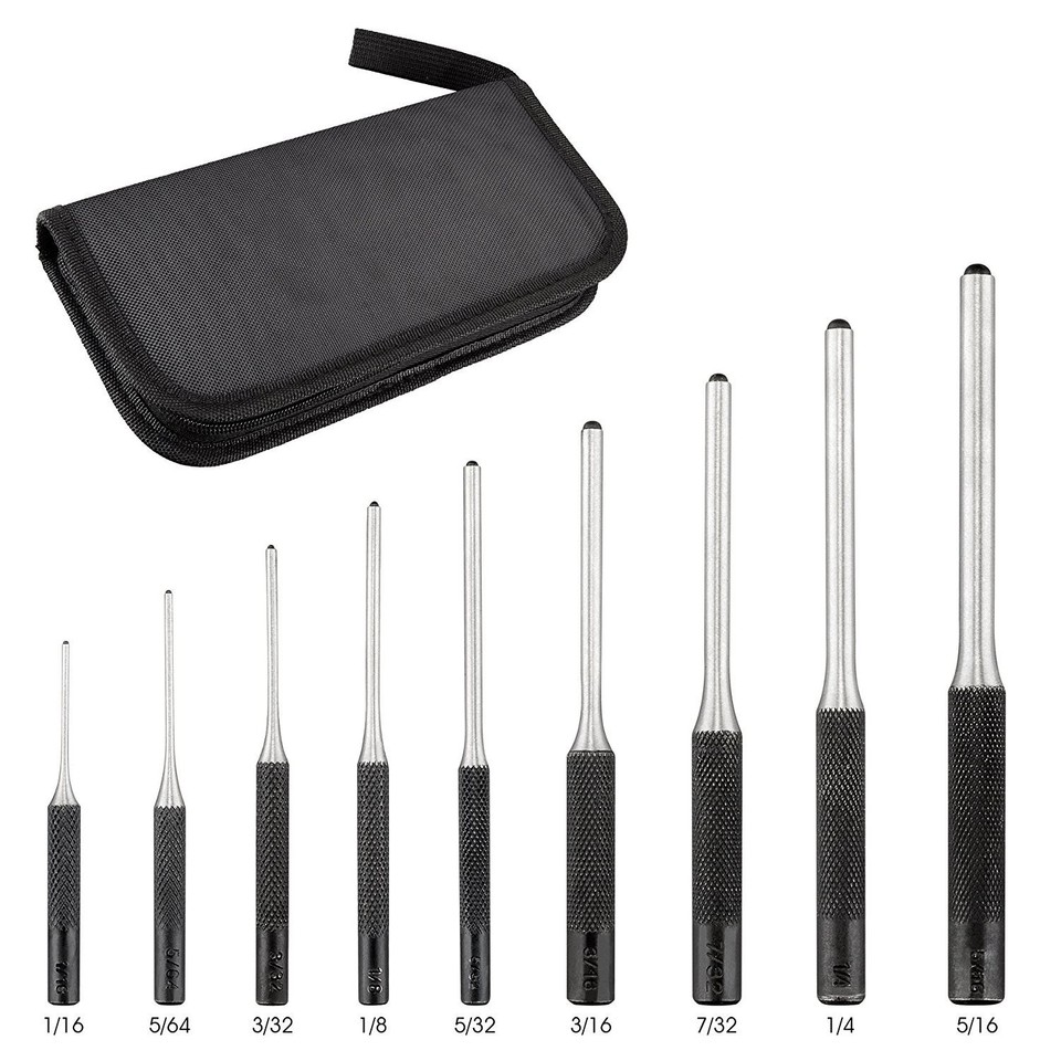 9 Pieces Gunsmith Grip Roll Pin Punch Tool Set in Zippered Organizer ...