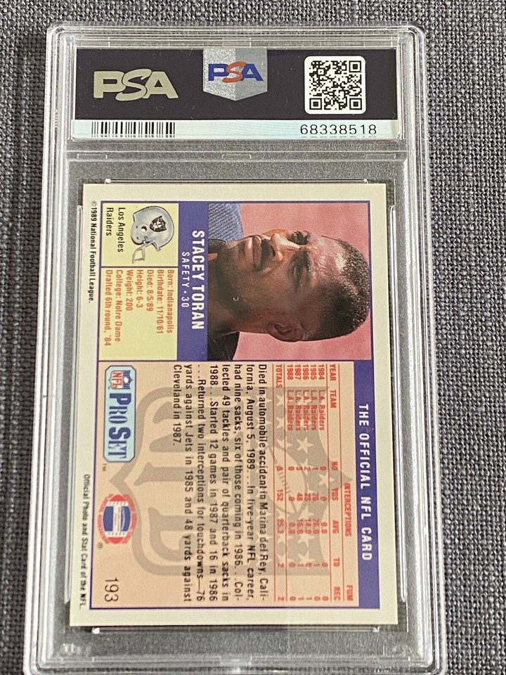 1989 Pro Set Stacey Toran Grey/Gray Stripe/Snipe PSA 8 | eBay