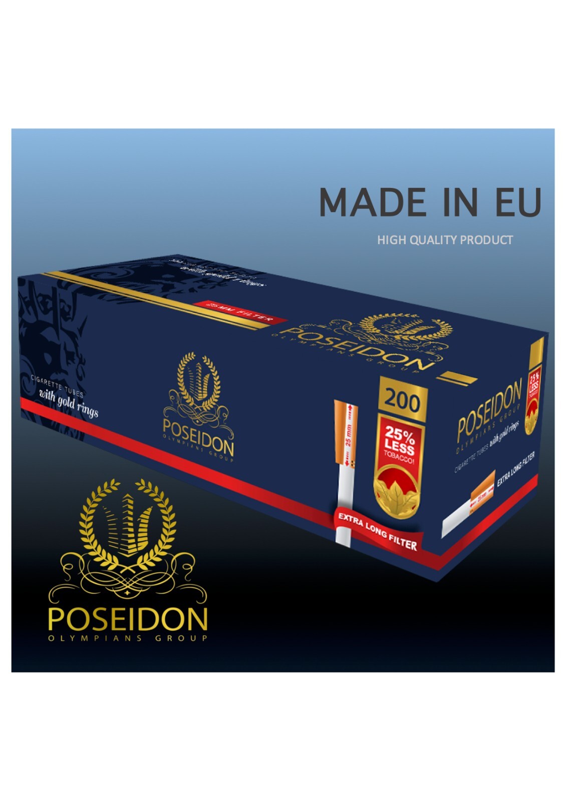 Poseidon Extra Long Cigarette Tubes 2000 Tubes (10 Packs x 200 Tubes ...