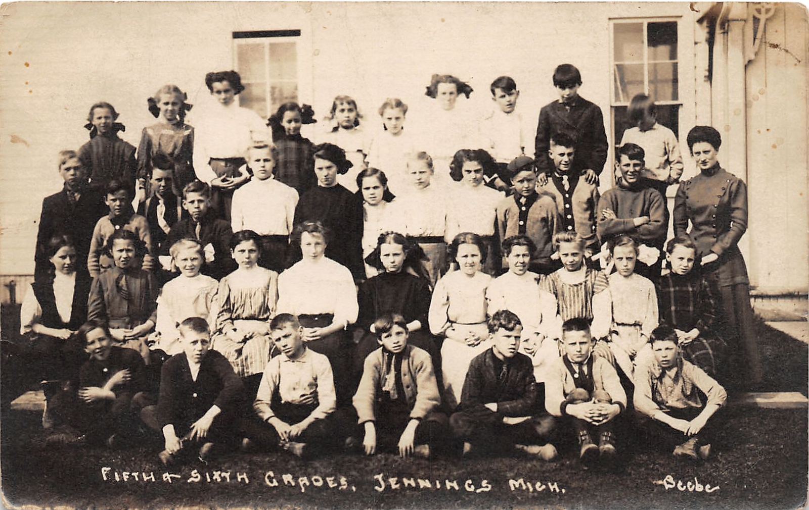 J59/ Jennings Michigan RPPC Postcard c10 Beebe Image School Students ...