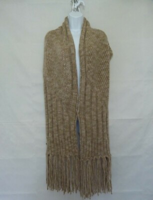 Sisley Women’s Beige Knit Fringe Scarf Shawl Length 72 inch | eBay