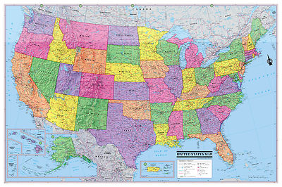 Cool Owl Maps USA United States Map Folded Poster 24"x36" (when ...