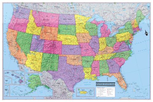Cool Owl Maps USA United States Map Folded Poster 24"x36" (when ...