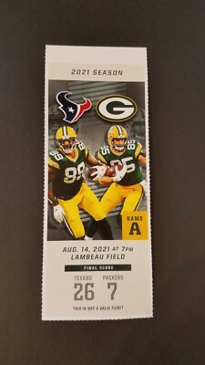 Original 2021 Green Bay Packers Commemorative Ticket Lambeau 8/14/21 vs ...