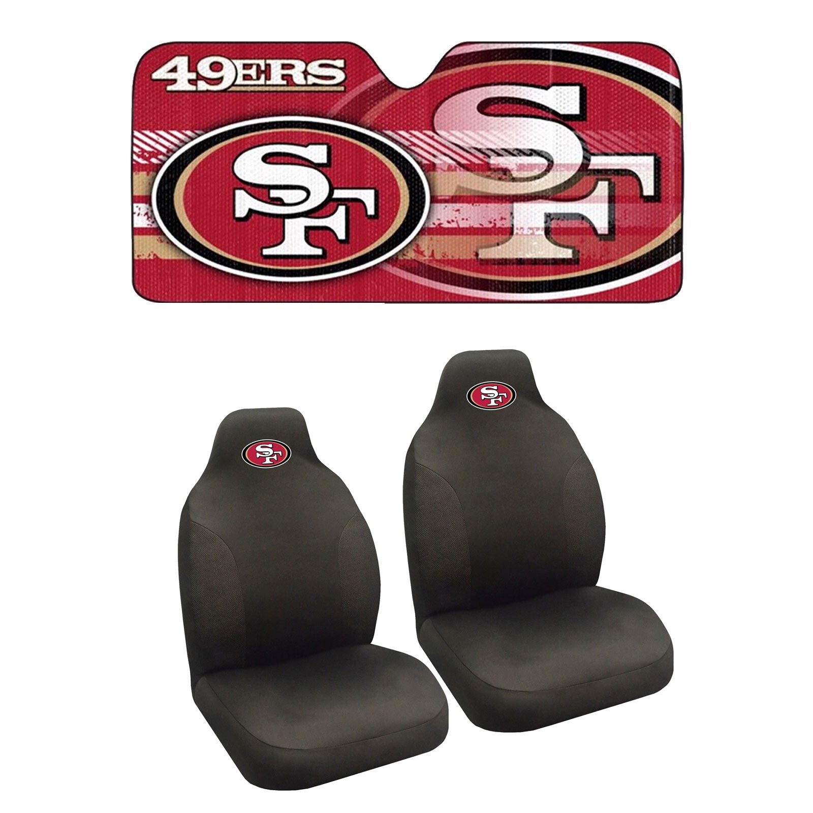 NEW NFL SAN FRANCISCO 49ERS Seat Covers and Windshield Folding Sun ...