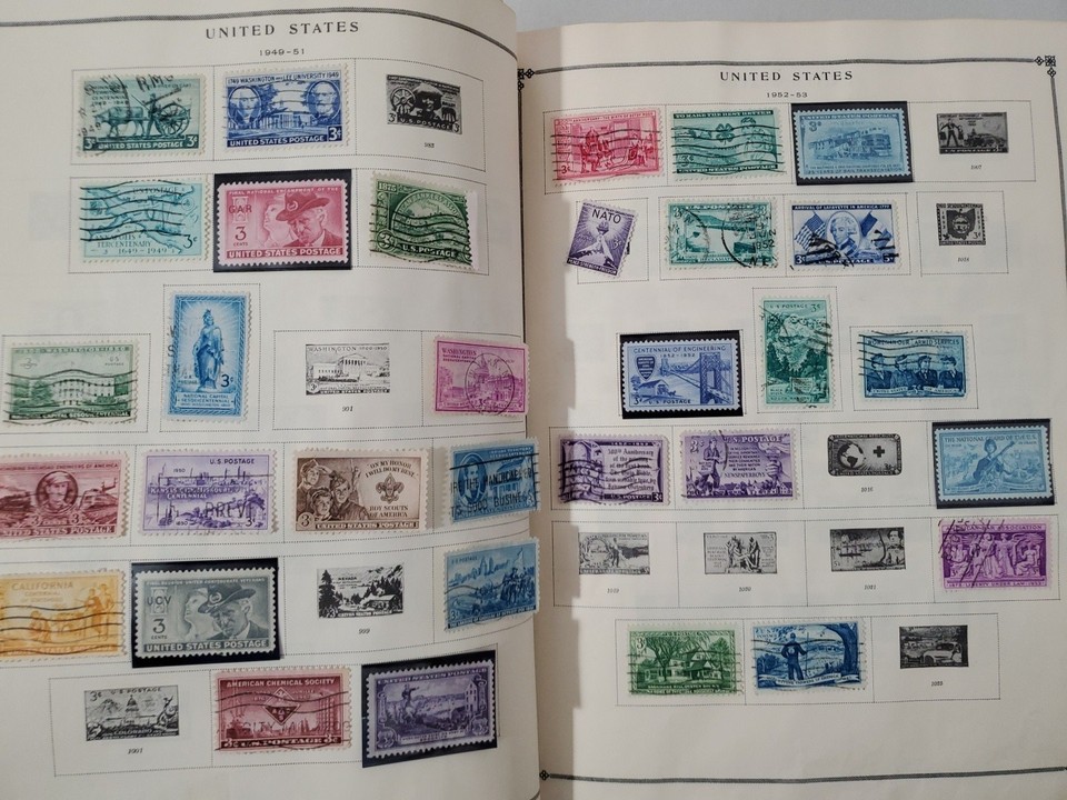 Vintage 1962 Grand Award Scott Stamp Album w/ 3,250 Stamps + 100 More ...
