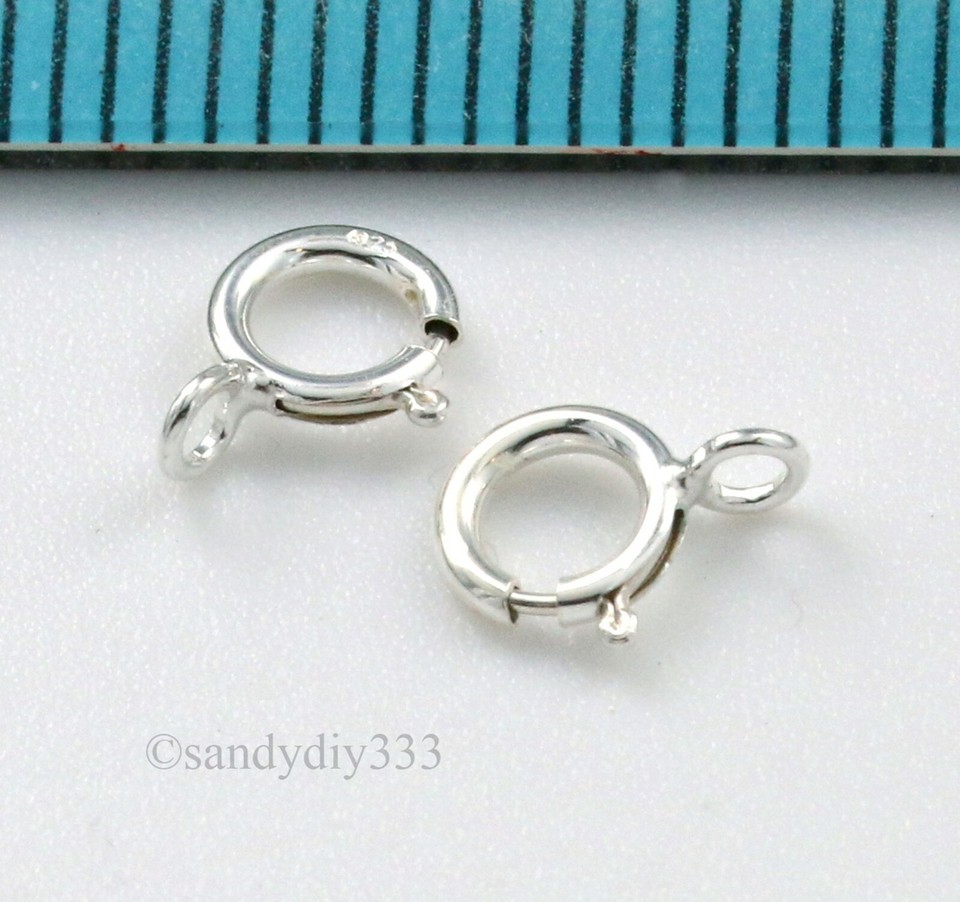 50x ITALIAN STERLING SILVER SPRING ROUND RING CLASP 5mm with Closed ...