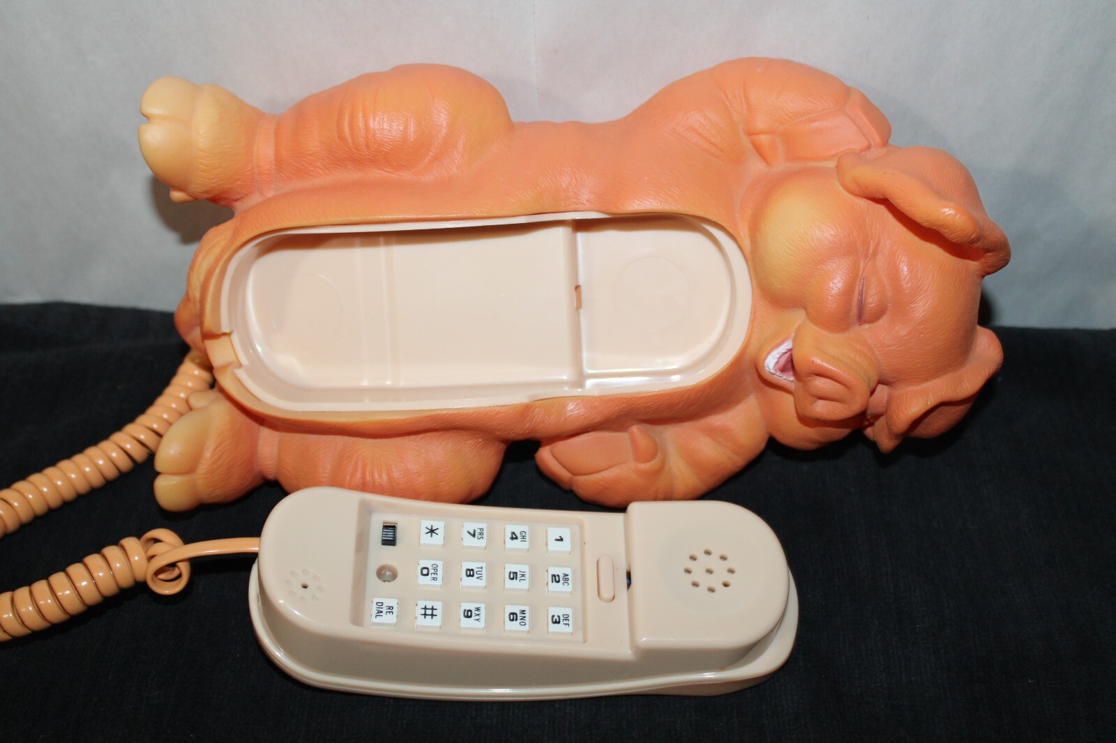 Vintage Landline Pig Telephone Phone Orange Telemania PIG SNORE RINGER ...