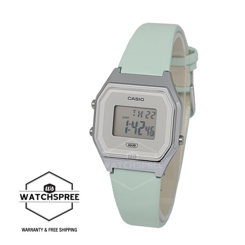 Casio Ladies Standard Digital Mint Green Leather Strap Watch LA680WEL ...